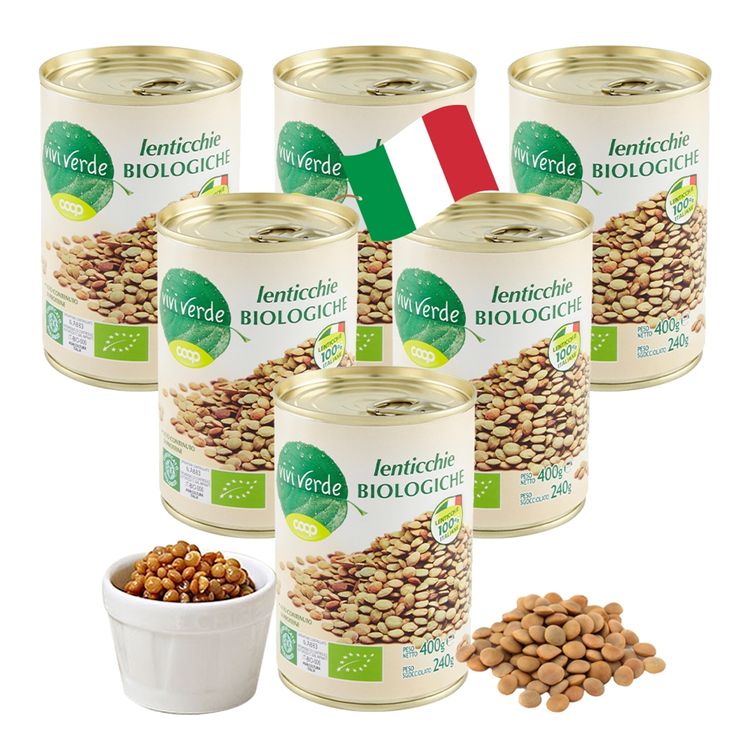 Coop 비비베르데 이탈리아 유기농 렌틸콩렌즈콩 400g 6캔 무첨가물 Non Gmo 홈플러스 택배배송