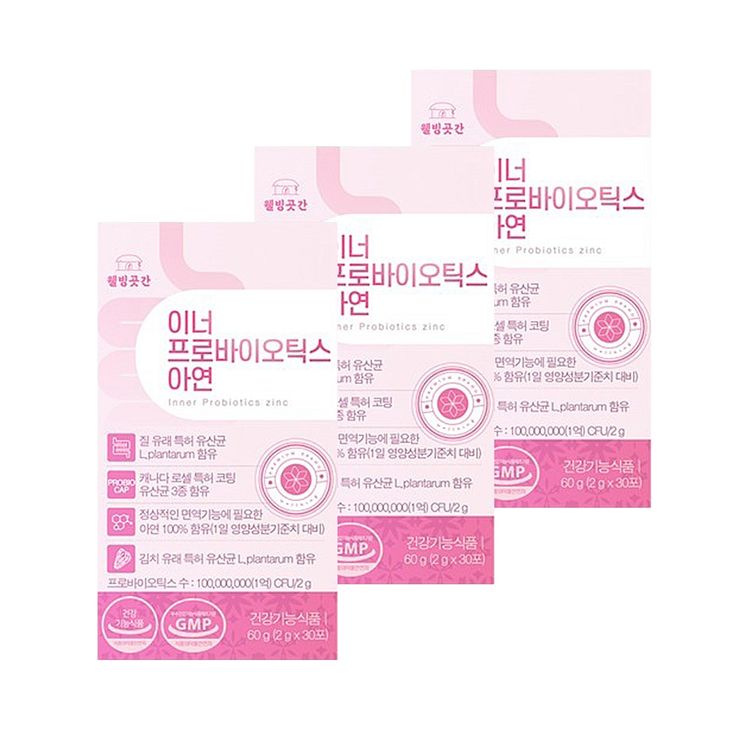 웰빙 질 유래 여성 유산균 30포x3통 이너 프로바이오이틱스 아연 홈플러스 택배배송