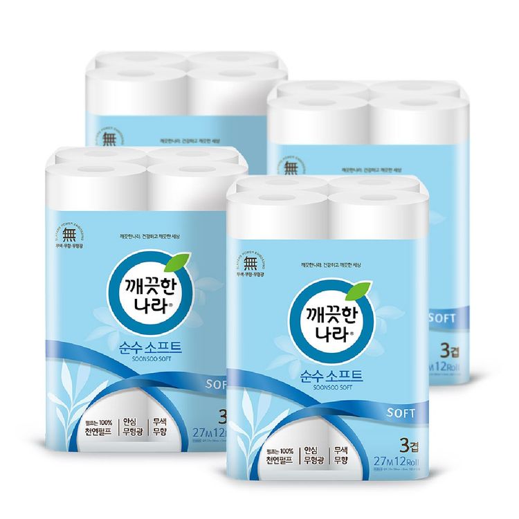 깨 순수 소프트 화장지 27m12롤4팩 두루마리 휴지 홈플러스 택배배송