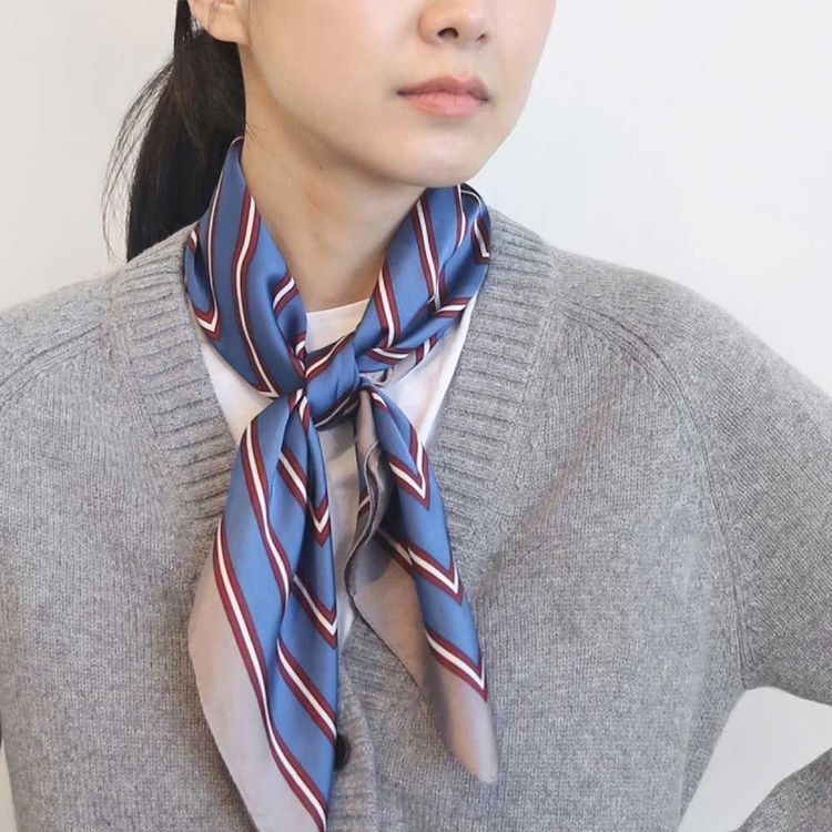 파트로 스트라이프 쁘띠 사각 스카프 블루 봄 간절기 홈플러스 택배배송