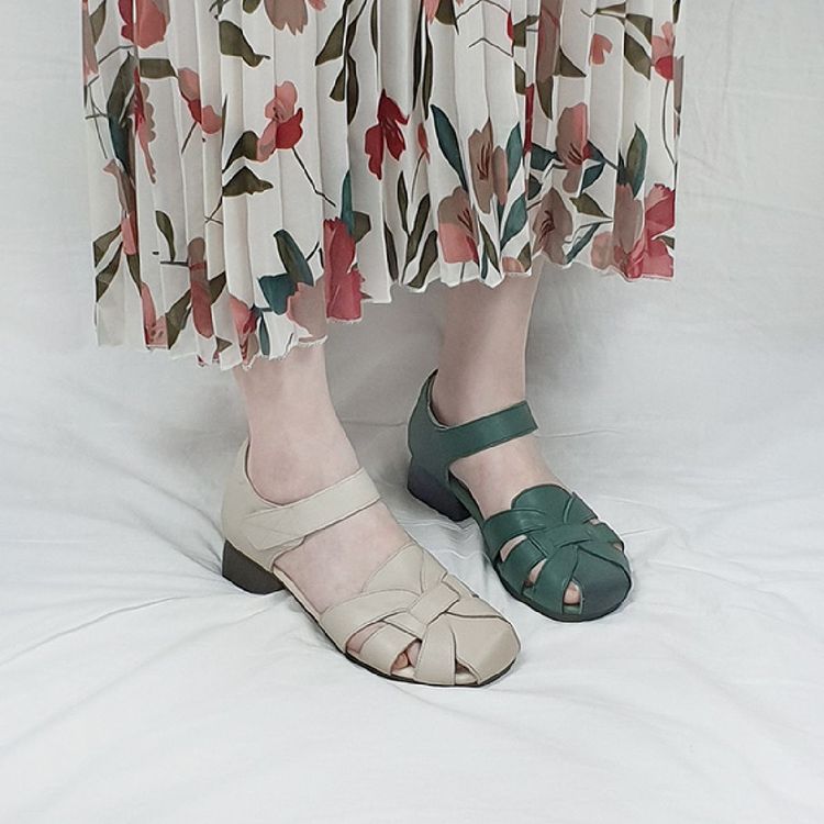 나메 소가죽 꼬임 발목 벨크로 스트랩 키높이 샌들 5cm 홈플러스 택배배송
