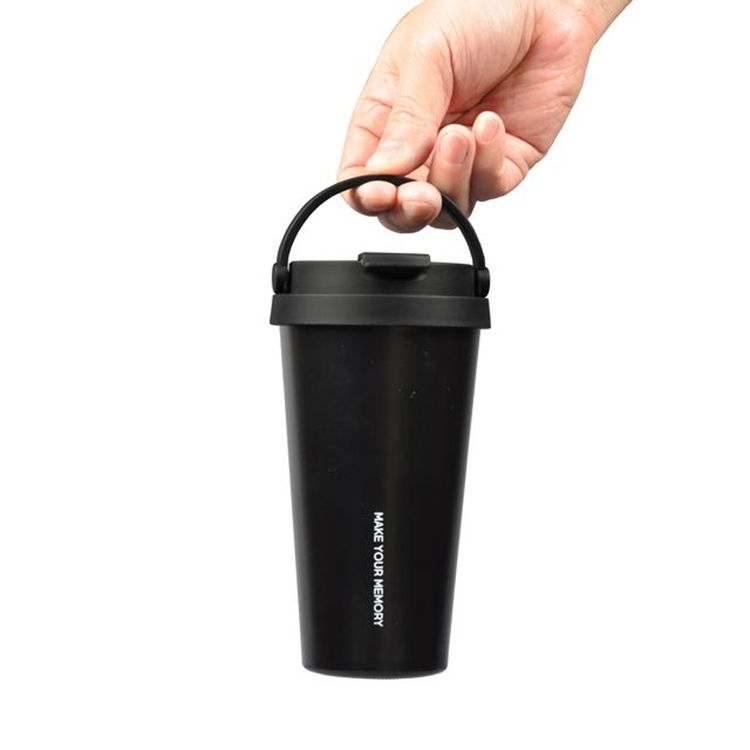 커플 보온 보냉 이중 스텐 손잡이 텀블러 500ml 블랙 홈플러스 택배배송