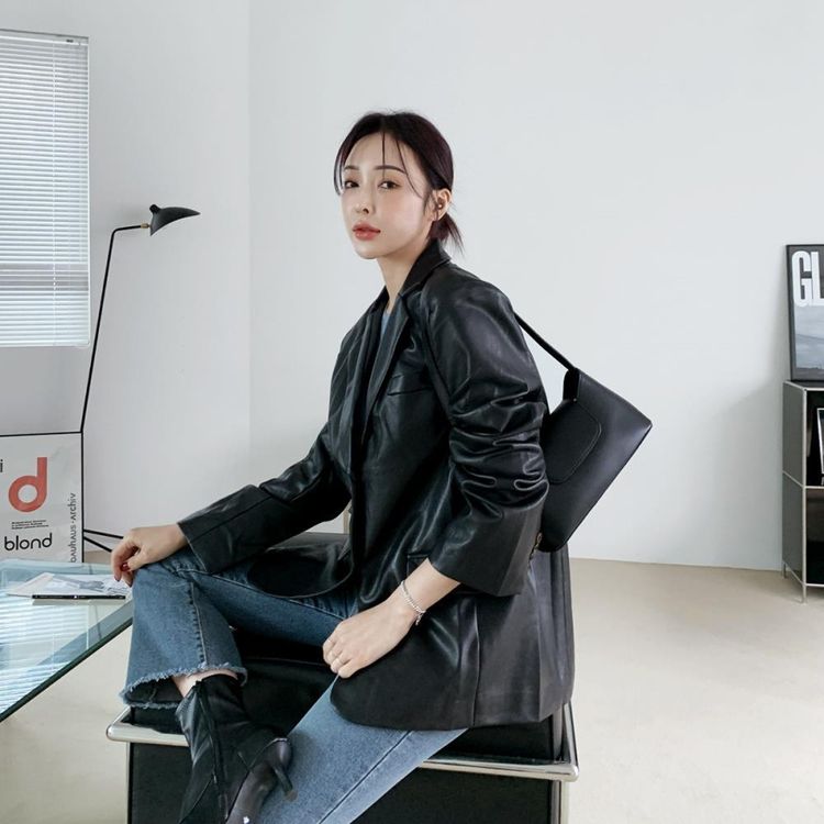여자 레더 재킷 캐주얼 카라 블레이져 가죽 자켓 홈플러스 택배배송