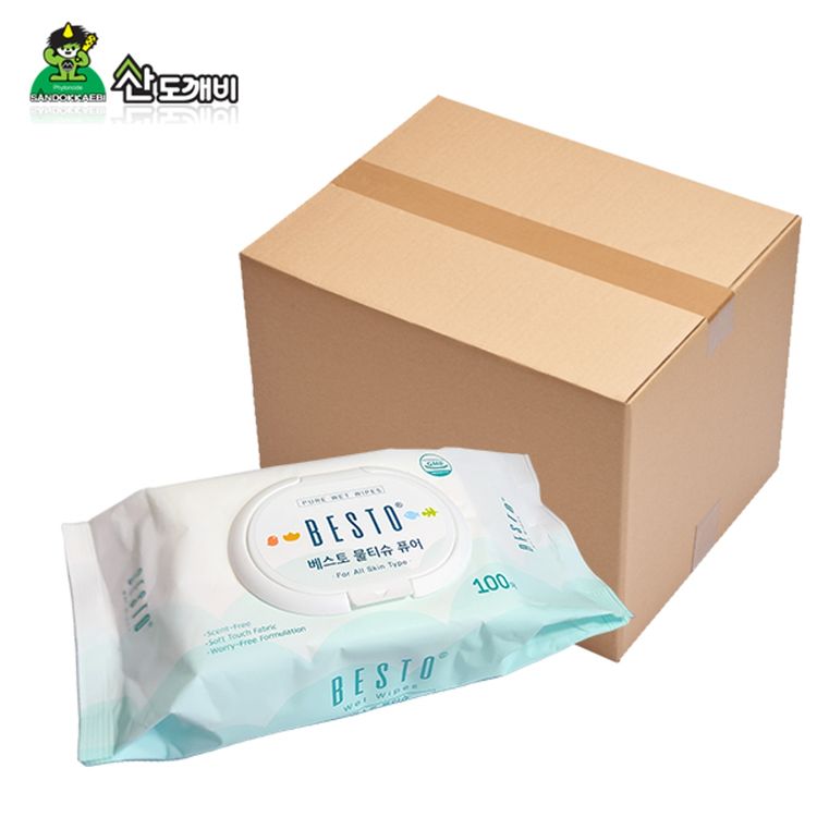 로엘리빙 베스토퓨어 물티슈 100매 캡형 1box 24개입 홈플러스 택배배송
