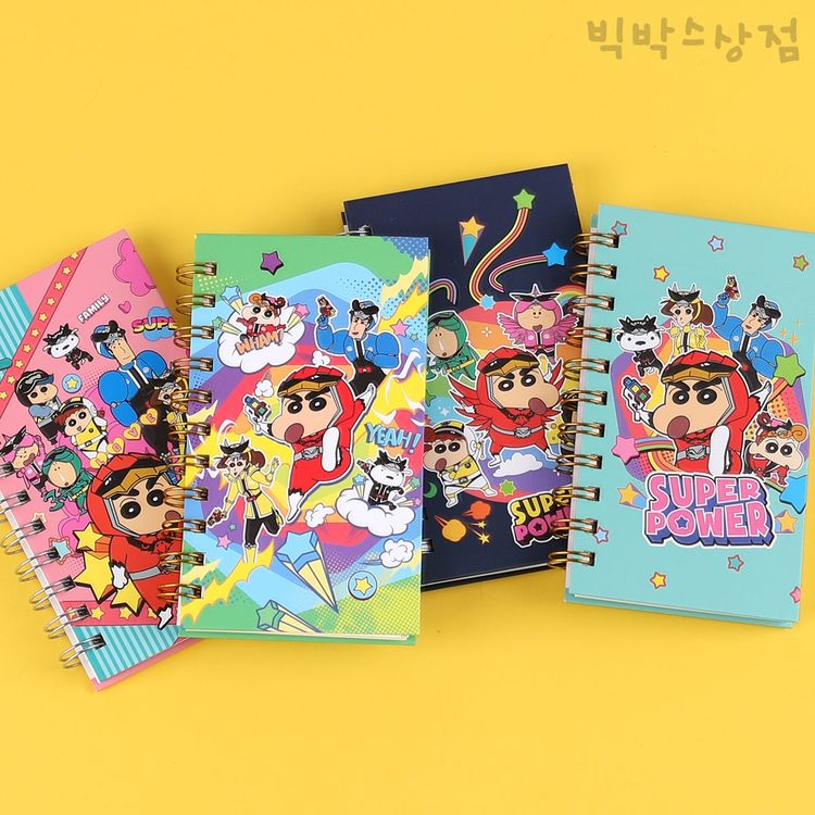 2500 짱구 베이직 수첩 4p 1세트 골고루 짱구는못말려 노트 필기 메모 좌철수첩 유선 홈플러스 택배배송