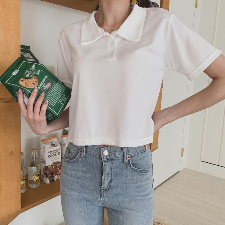 여자 피케 카라넥 반팔 숏기장 무지 기본 스판 티셔츠 홈플러스 택배배송