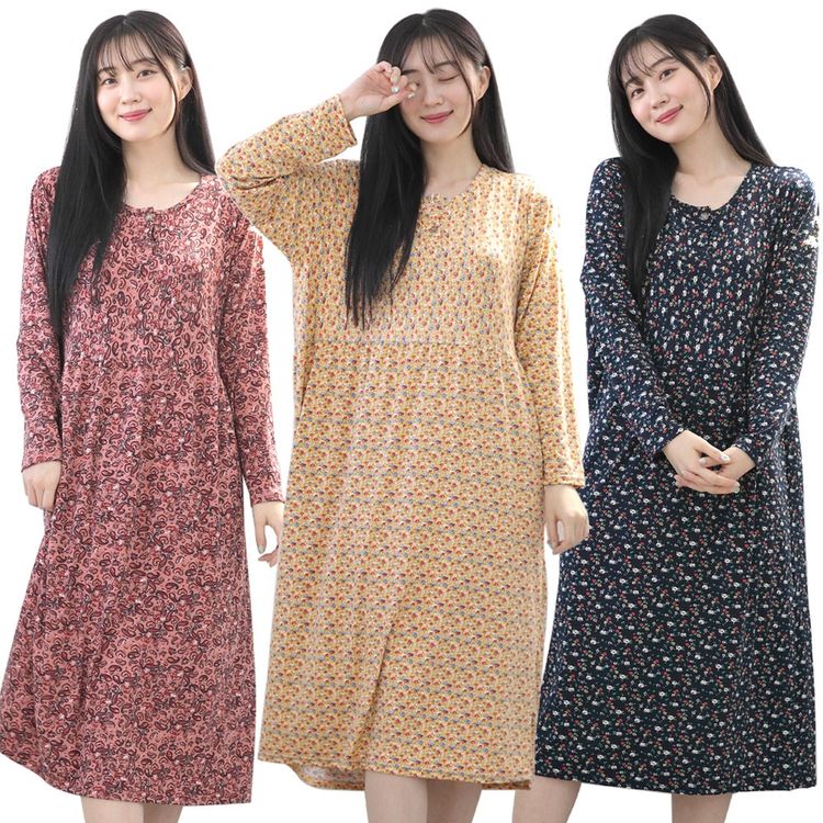 여성 피치기모 원피스 플라워 빅사이즈 잠옷 이지웨어 홈웨어피치기모원피스아이린 홈플러스 택배배송