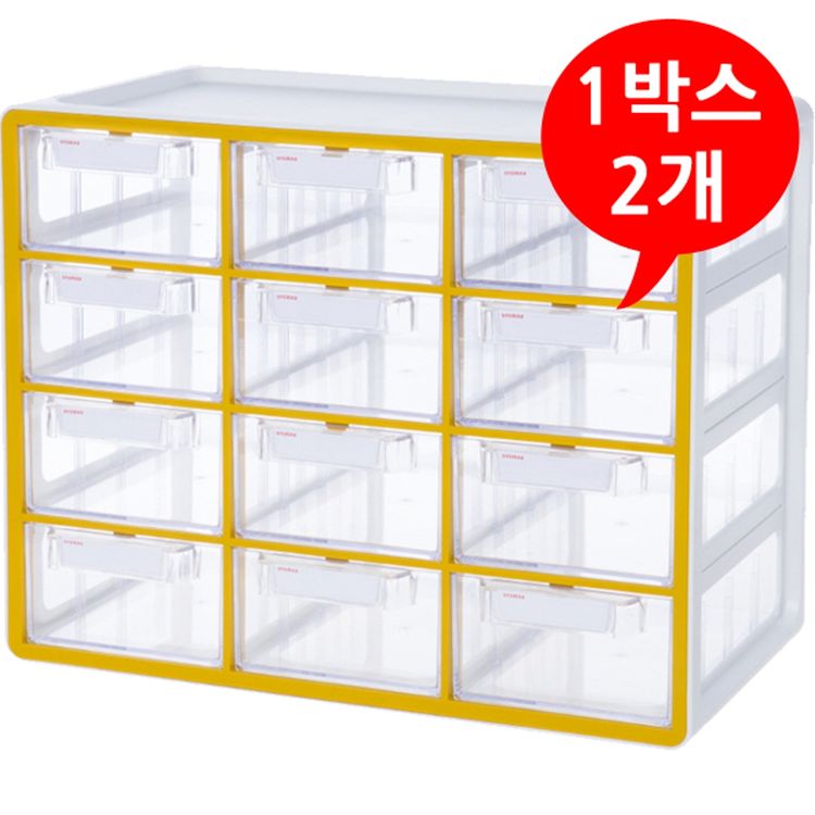 5400360 투명 서랍 멀티 소품함 12단 옐로우 2개 홈플러스 택배배송