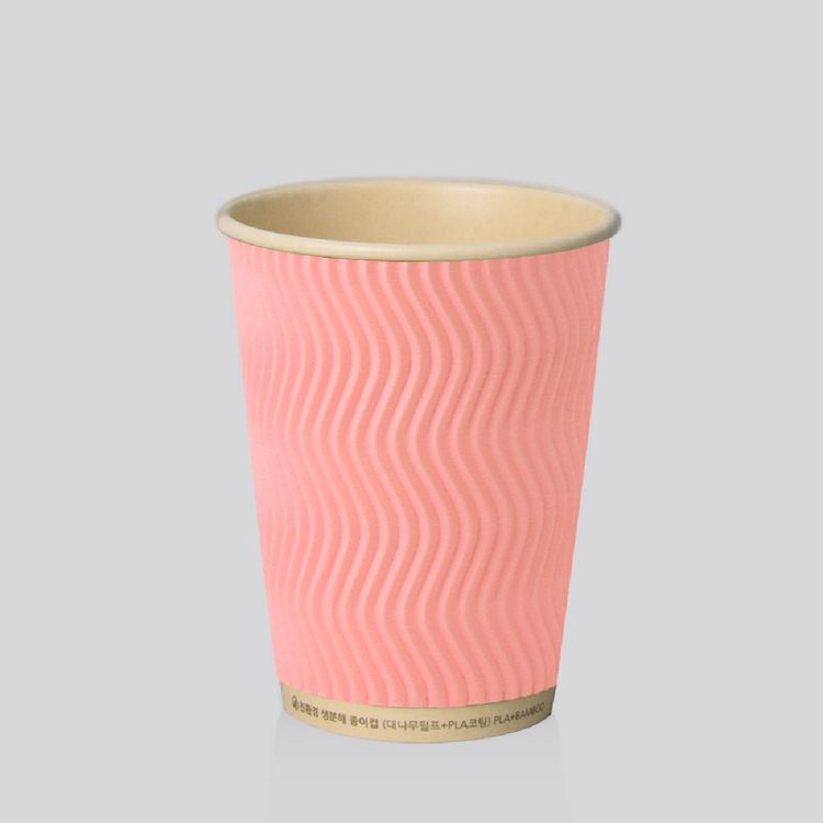 주문제작 친환경 3중 단열 웨이브 종이컵 대나무andpla 파스텔 코랄핑크 16oz 1박스 홈플러스 택배배송