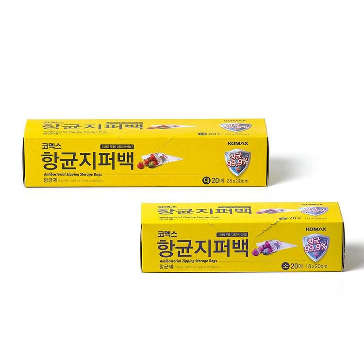 Komax 항균 지퍼백 대형60소형60매 2종세트 홈플러스 택배배송