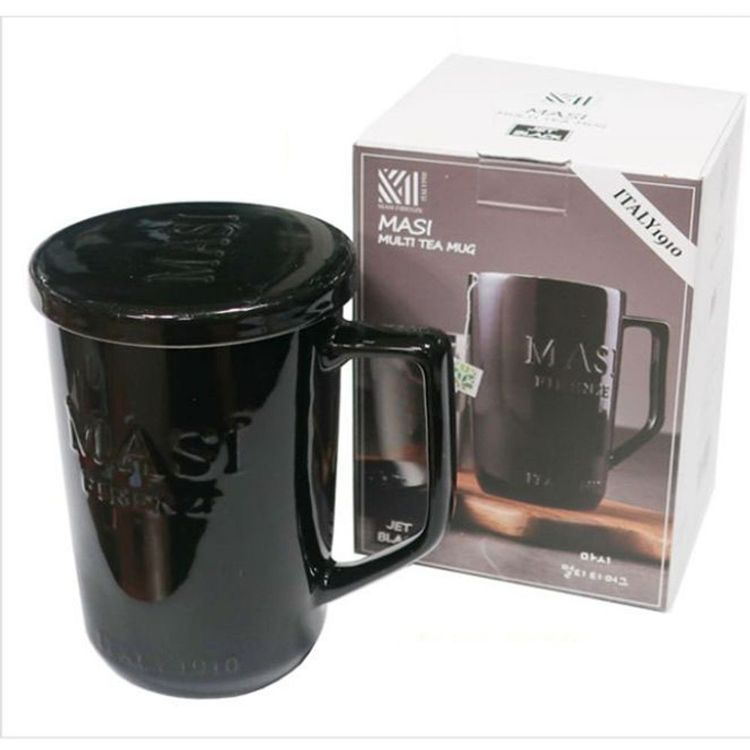 마시 머그컵 녹차 필터 찻잔 물컵 물잔 블랙 500ml 홈플러스 택배배송
