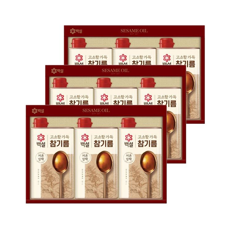 Cj 선물세트 백설 고소한 참기름 1호 3개 쇼핑백포함 홈플러스 택배배송