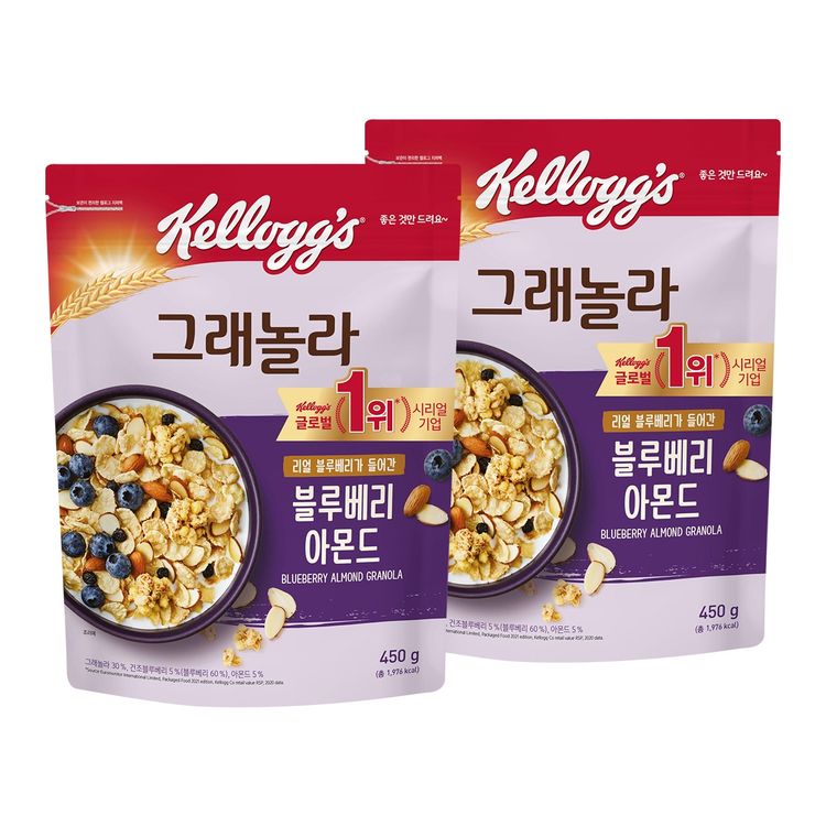 켈로그 시리얼 블루베리 아몬드 그래놀라 450g X 2개 홈플러스 택배배송