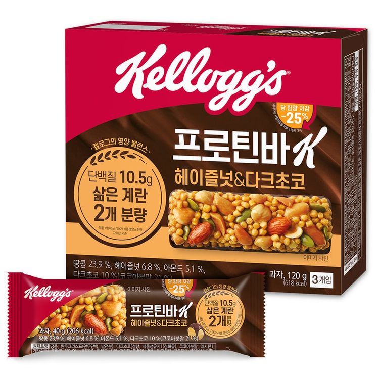 켈로그 프로틴바k 헤이즐넛and다크초코 120g 홈플러스
