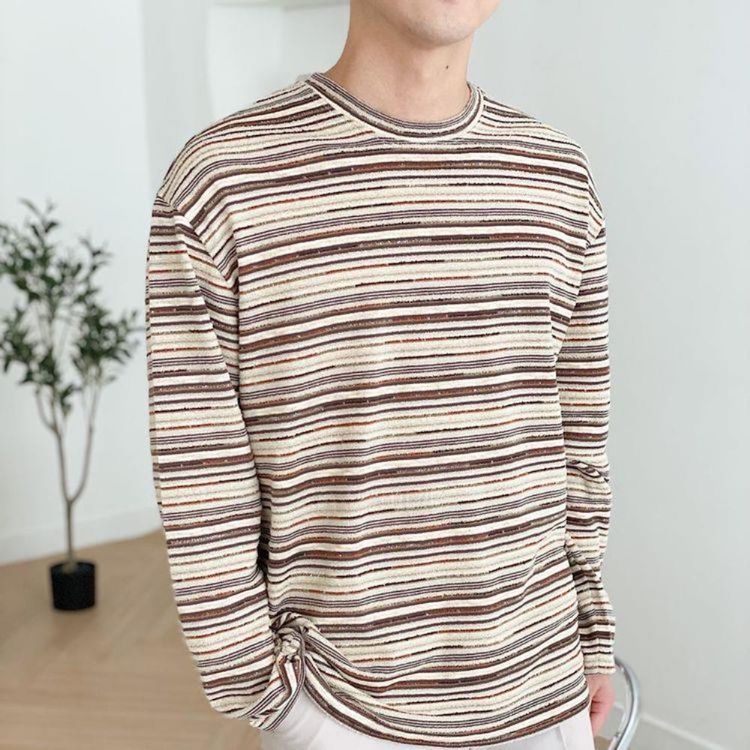 남자 줄무늬 스트라이프 단가라 가을 긴팔니트 티셔츠 홈플러스 택배배송