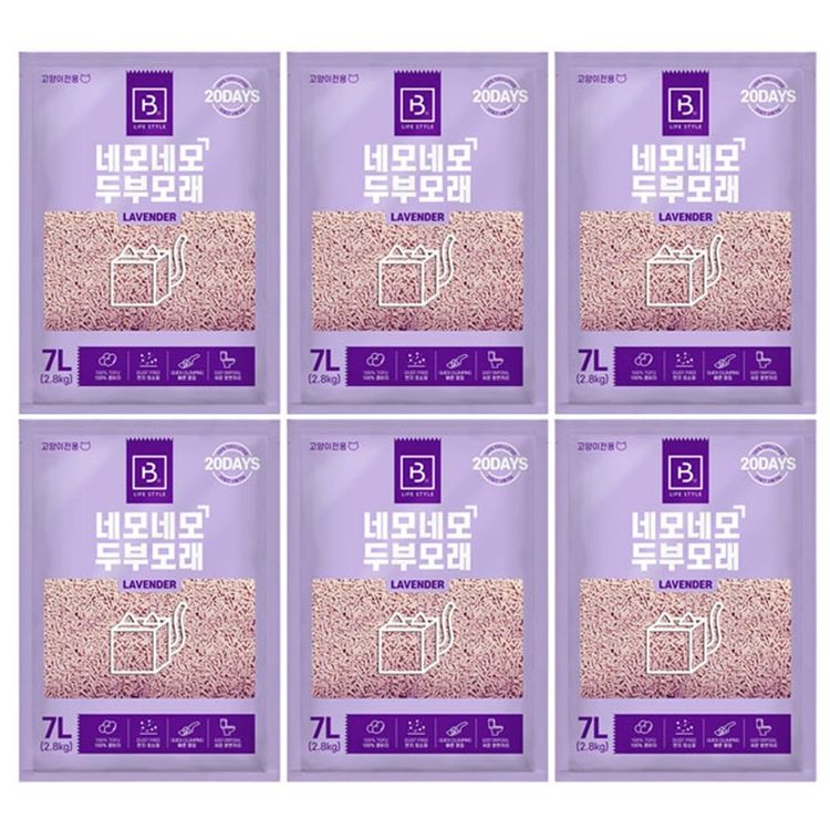 고양이화장실모래 고양이모래 두부모래 라벤더 7l 6p 반려묘 애묘 화장 홈플러스 택배배송