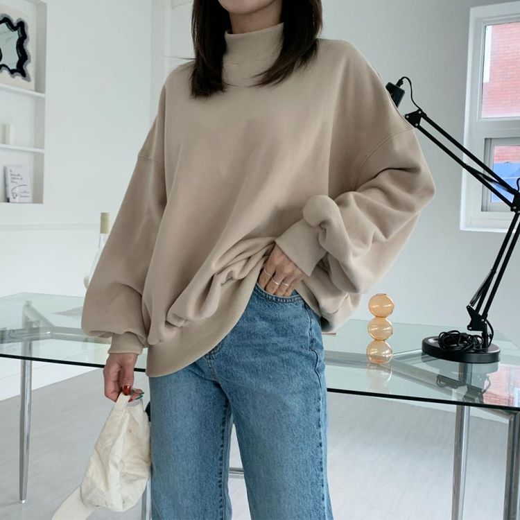 여자 하이넥 폴라 기모 따뜻한 무지 맨투맨 홈플러스 택배배송