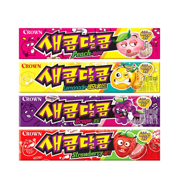 크라운 새콤달콤 스틱 세트총 20개딸기 5개포도 5개복숭아 5개레모네이드 5개 홈플러스 택배배송