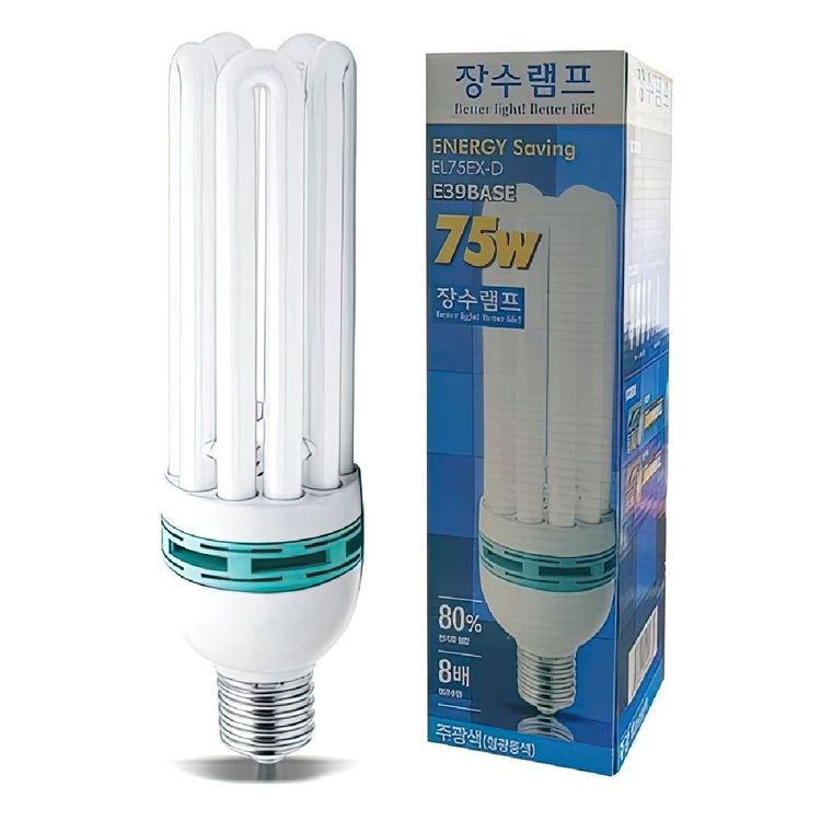 장수 절전 삼파장전구 램프 75w E39 주광색 큰전구 백열등 전등 테라스 베란다 화장실 홈플러스 택배배송