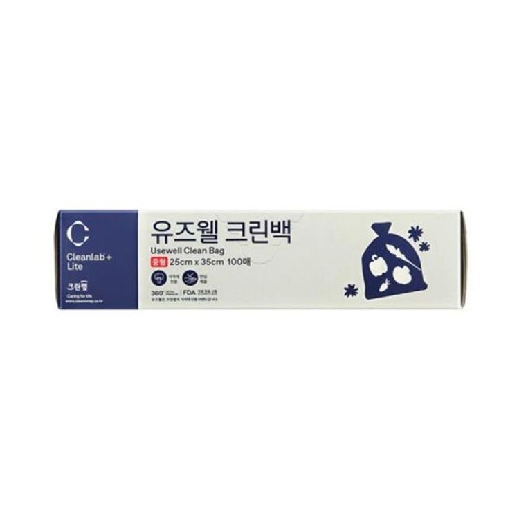 위생백 유즈웰 크린백 중100 25cm 30cm 100매 홈플러스 택배배송