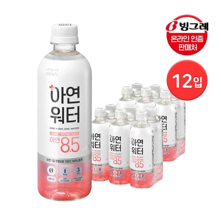빙그레 건강tft 아연워터 복숭아맛 500ml 12입 저칼로리음료 홈플러스 택배배송