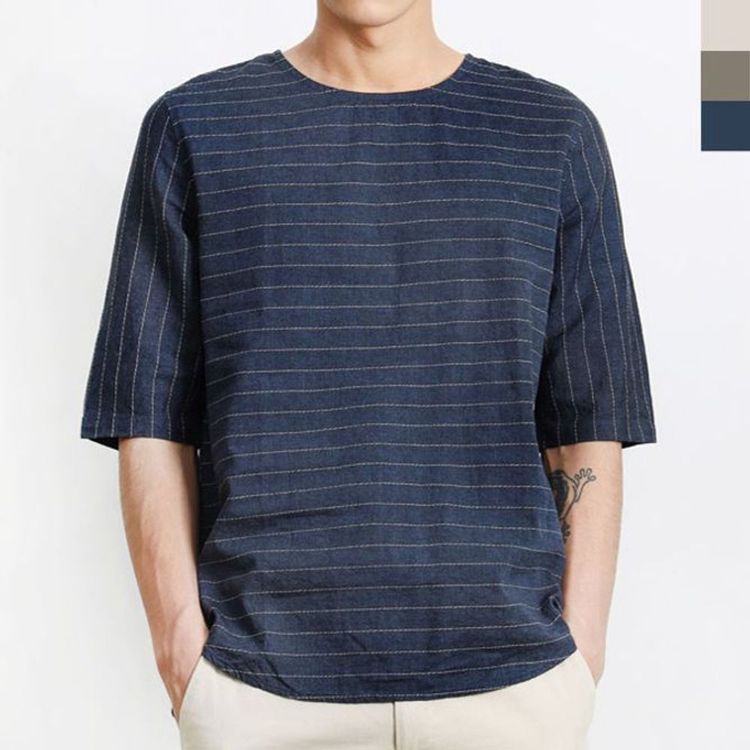 남자 반팔 티셔츠 린넨 라운드넥 여름 옷 루즈핏 홈플러스 택배배송