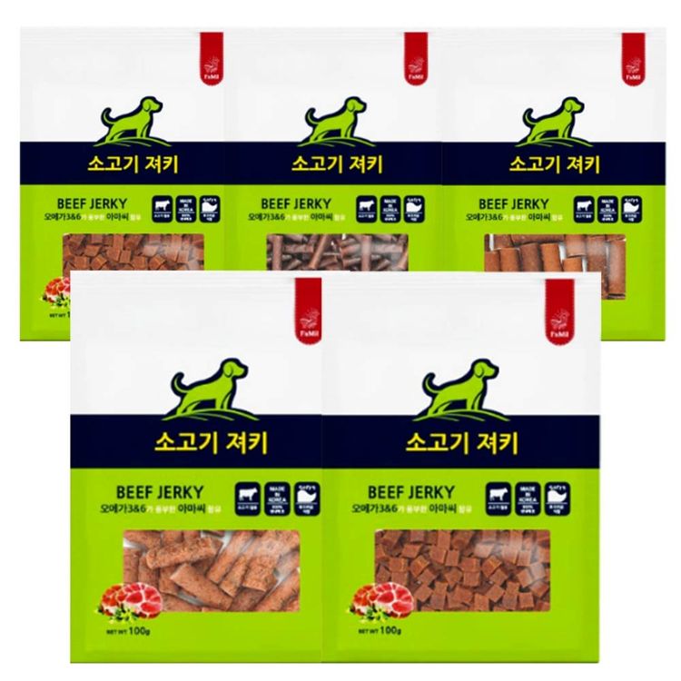 파밀 강아지간식 소프트져키 소고기져키 100gx5개 랜덤 홈플러스 택배배송