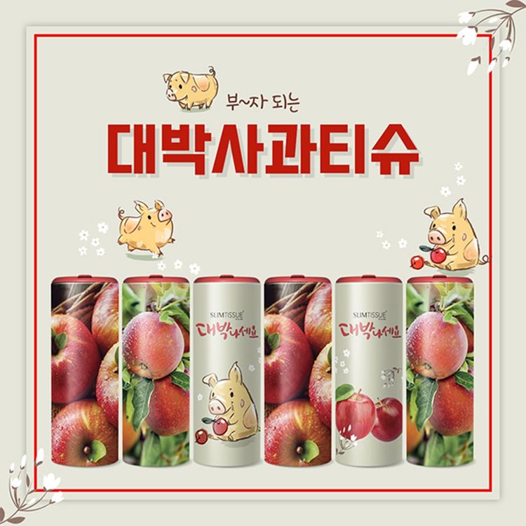 슬림티슈 대박사과 6p 휴대용 차량용 티슈 선물세트 홈플러스 택배배송