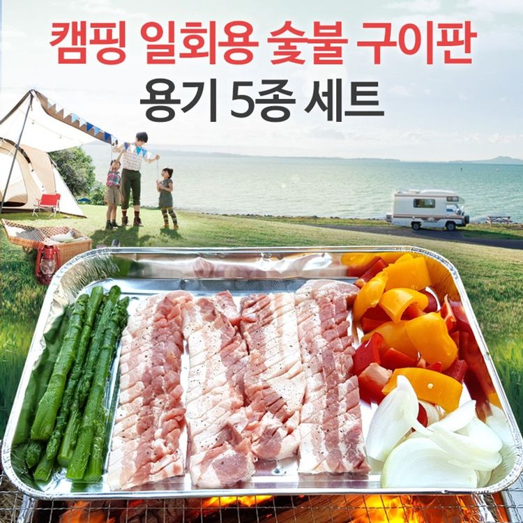 캠핑 실용적인 N7132424e69 일회용 숯불 구이판 용기 5종 세트 홈플러스 택배배송