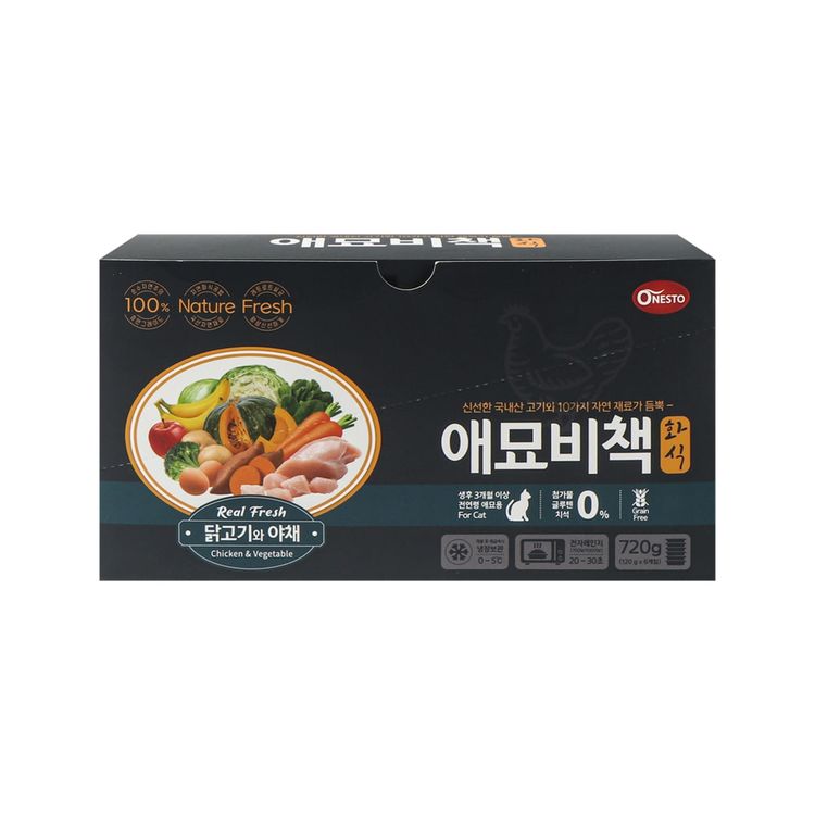 애묘비책 화식사료 닭고기와 야채 1박스 120g 6개입 고양이용 홈플러스 택배배송