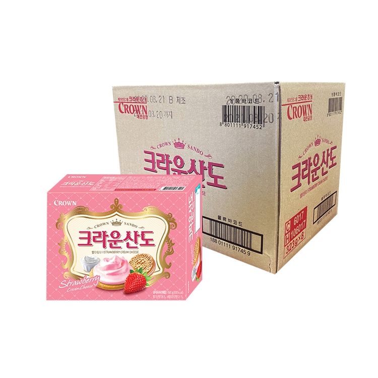 더반 크라운제과 딸기크림산도323g X 8곽1박스 홈플러스 택배배송