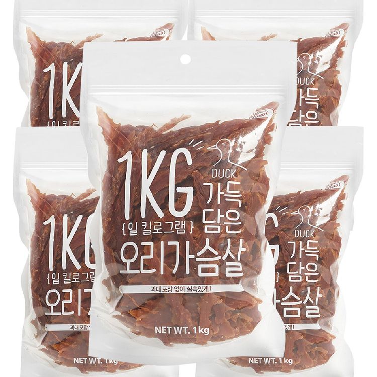 슈퍼츄 일킬로그램 가득 담은 오리가슴살 1kg X 5봉 강아지 대용량간식 홈플러스 택배배송