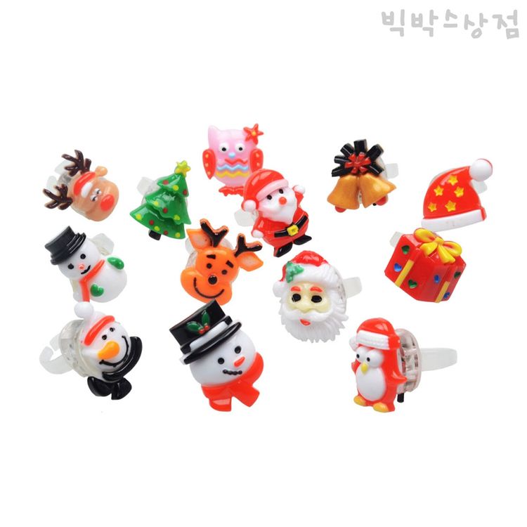 크리스마스 Led 라이트 반지 1p 랜덤 불빛 반짝이 악세사리 산타반지 파티 눈사람 루돌프 홈플러스 택배배송