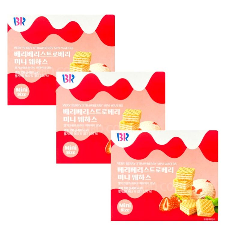베스킨라빈스 베리베리스트로베리 미니 웨하스 3개 홈플러스 택배배송