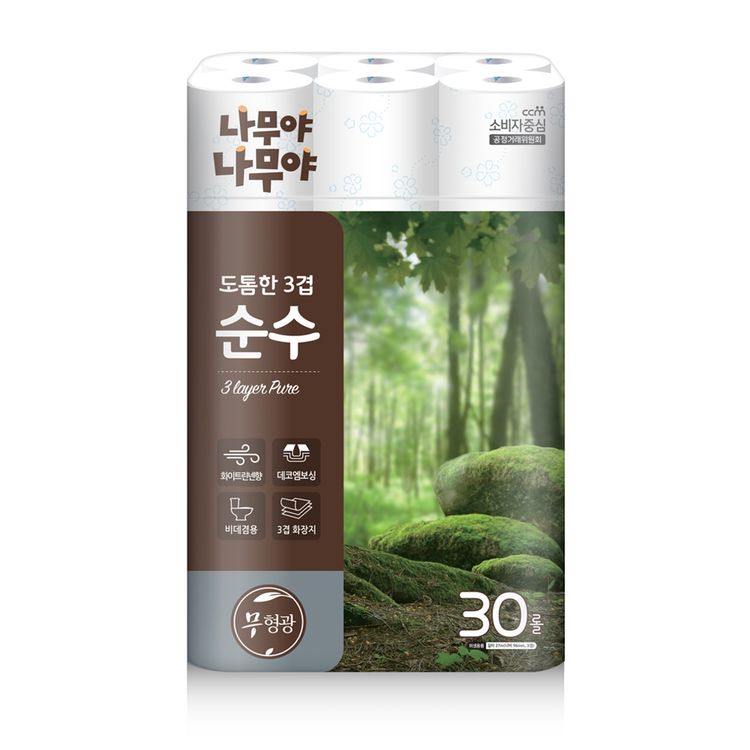 미래생활 나무야나무야 도톰한3겹 순수 화장지 27m X 30롤 X 1팩 홈플러스 택배배송
