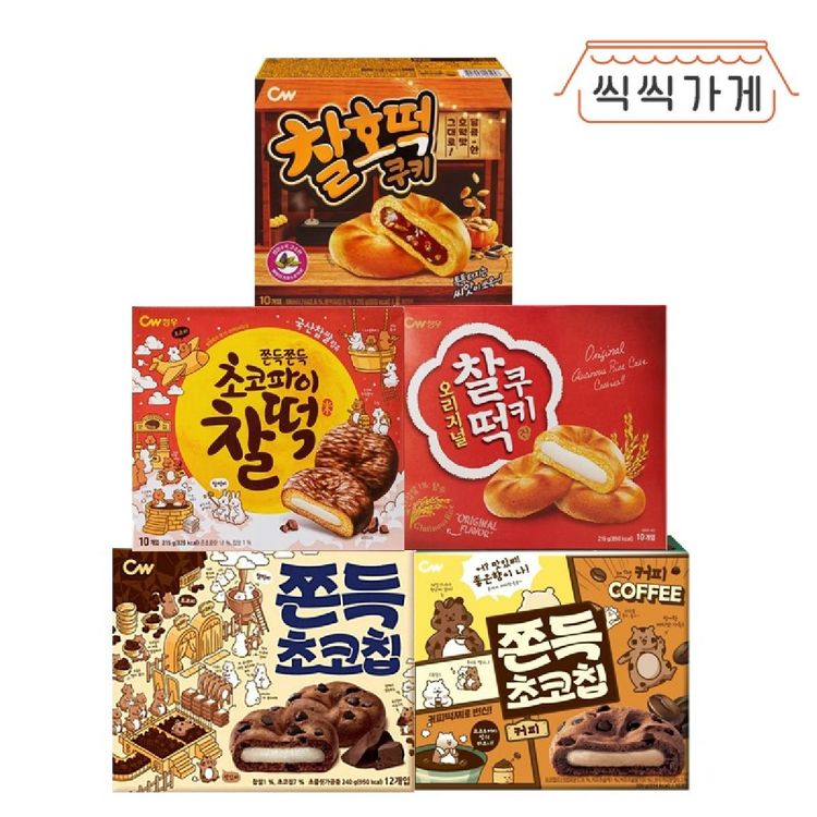 씩씩가게 청우 쫀득파이 5종찰호떡쿠키 찰떡쿠키 쫀득초코칩 2종 초코파이찰떡 홈플러스 택배배송