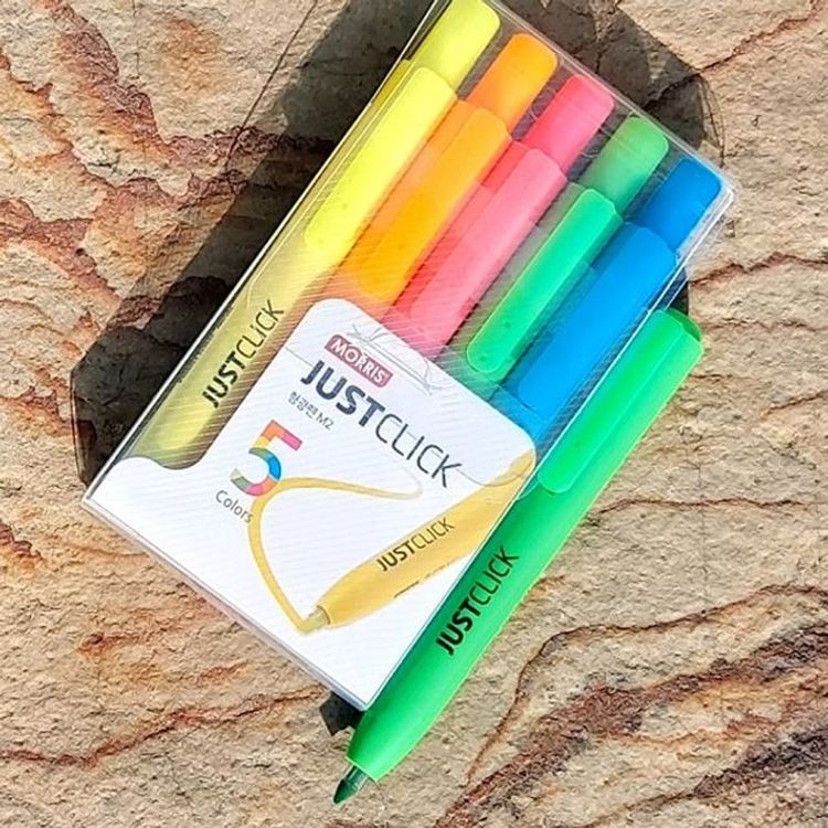 모리스 JUSTCLICK Highlighter 노크식 형광펜 5색set | 홈플러스 택배배송