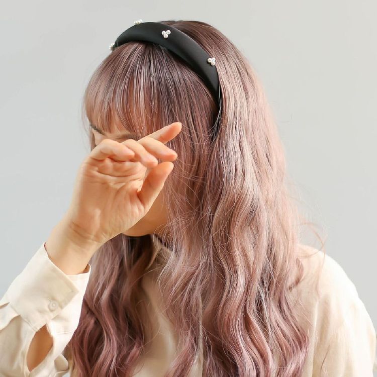 엔젤슈슈 N8131c409d6 새틴 진주 볼륨 헤어밴드 블랙 머리띠 홈플러스 택배배송