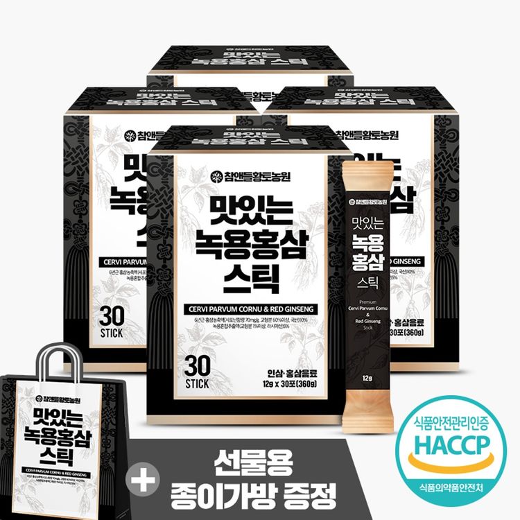 참앤들황토농원 맛있는 녹용홍삼 원액 스틱 4박스 12gx120포 전용쇼핑백증정 홈플러스 택배배송