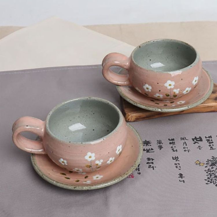 봄맞이꽃 Nc2131c8543 분홍 커피잔 쌍화차잔 라떼잔 2인세트 홈플러스 택배배송