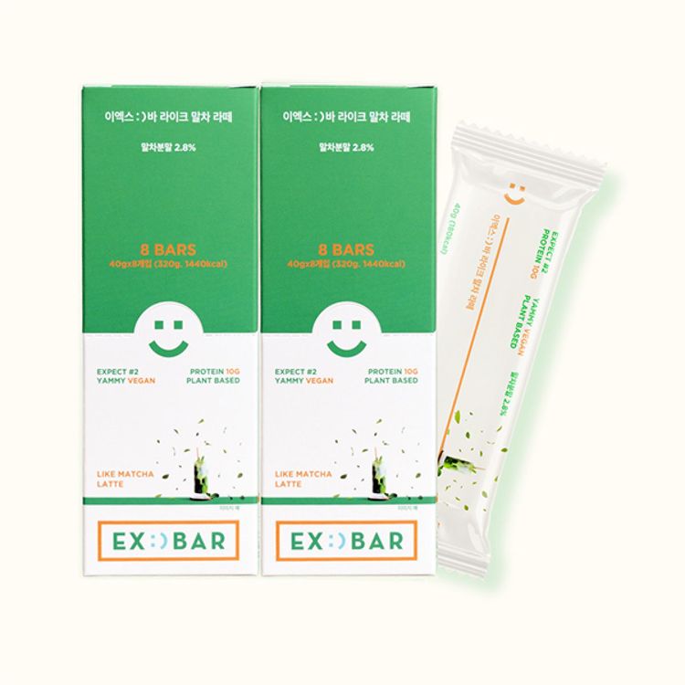 이엑스바 라이크 말차라떼 2박스박스당 40g X 8개 무설탕 단백질바 프로틴바 홈플러스 택배배송