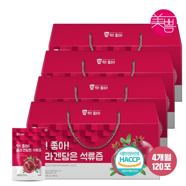 미쁨생활건강 딱좋아 콜라겐 담은 석류즙 70ml 4박스 총 120포 홈플러스 택배배송