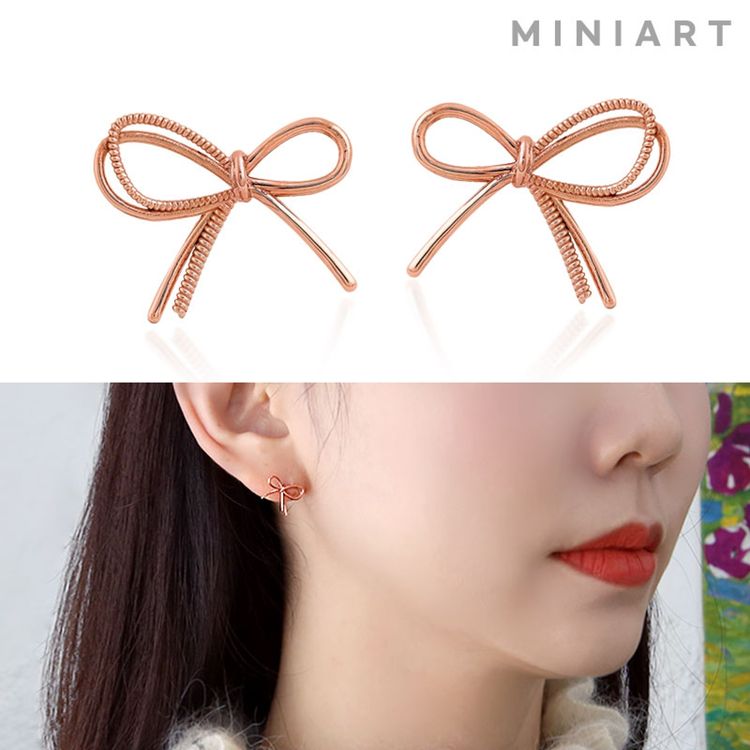 미니아트 14k 로즈골드 귀걸이 러블리본 Rs814 홈플러스 택배배송