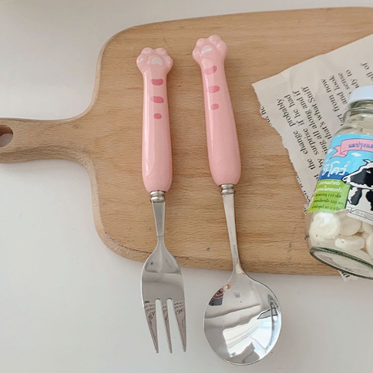 꾹꾹호랑 휴대용 숟가락 포크 세트 디저트숟가락 핑크 홈플러스 판매자택배