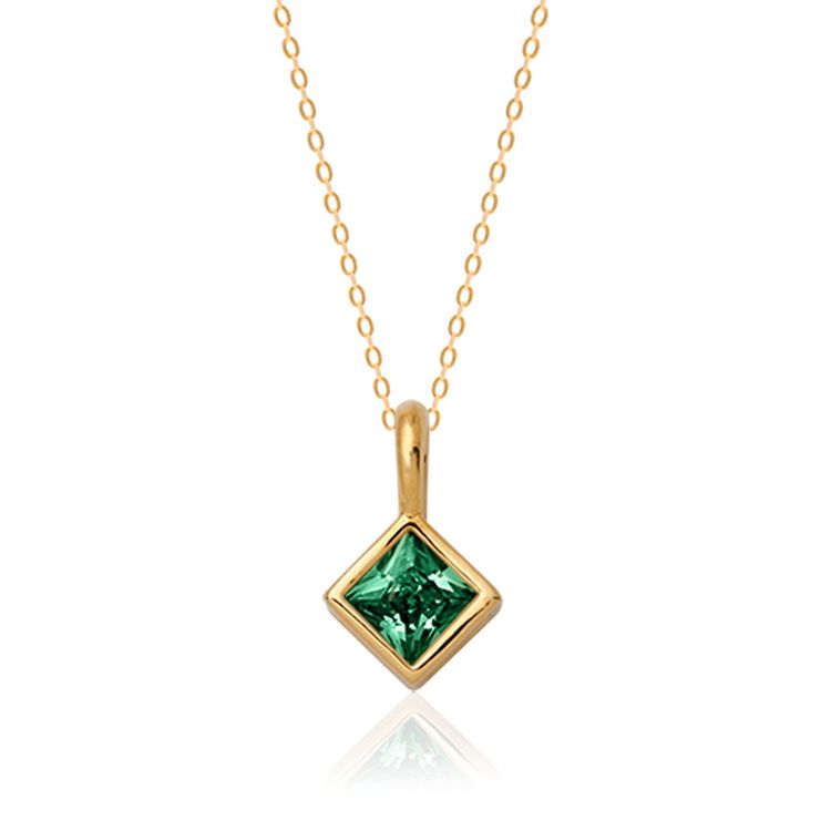 미니아트 14k Gold 스퀘어 목걸이 탄생석컬러 5월 에메랄드 Rs596★t 홈플러스 택배배송