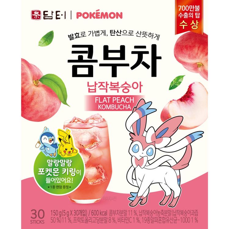담터 포켓몬 콤부차 납작복숭아 30입 150g 홈플러스