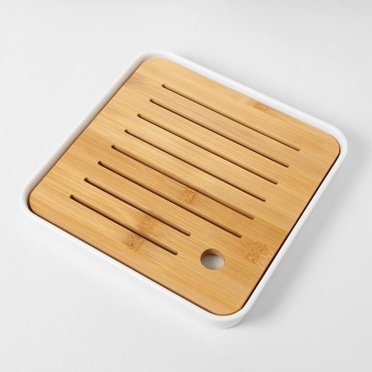 다기트레이 20x20cm 정사각 차판 화이트 퇴수기 차반 홈플러스 택배배송