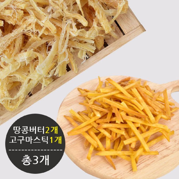 옥도건어물 땅콩버터진미채 2개고구마스틱 1개 총3개 홈플러스 택배배송