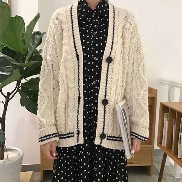 F8281 봄가을 필수아이탬줄포인트 꽈배기 니트가디건 홈플러스 택배배송