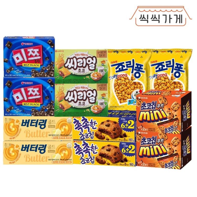 씩씩가게 우유에 퐁당 함께 먹기 좋은 과자 6종 2개씩죠리퐁 버터링 초코칩쿠키 미쯔 홈플러스 택배배송